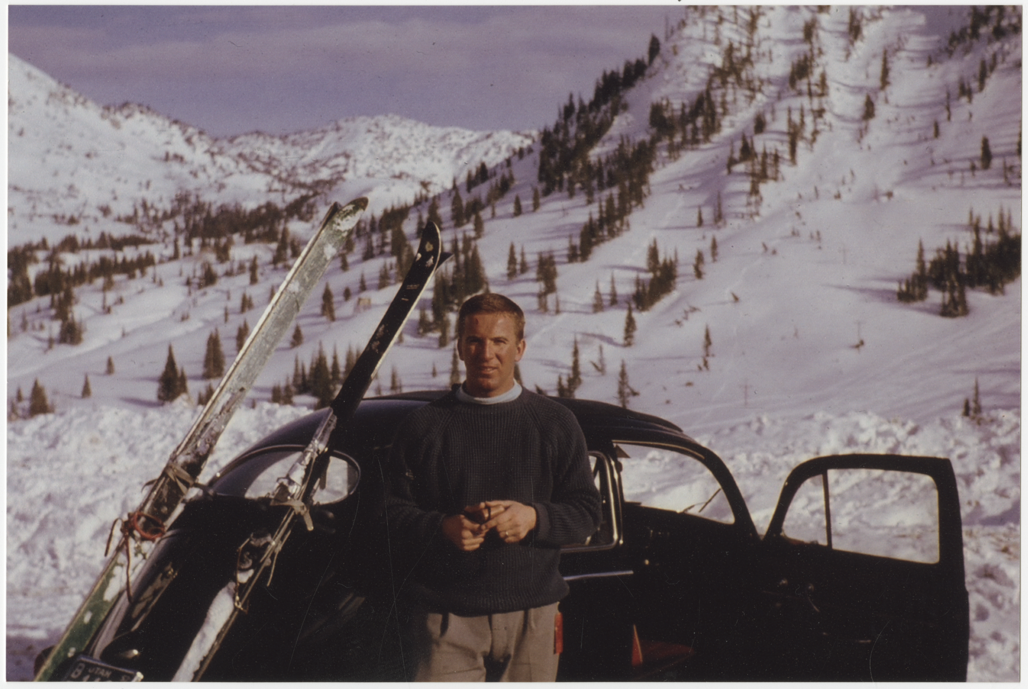Dean Roberts preparing for his day of skiing at Alta, 1958 - Alf Engen ...
