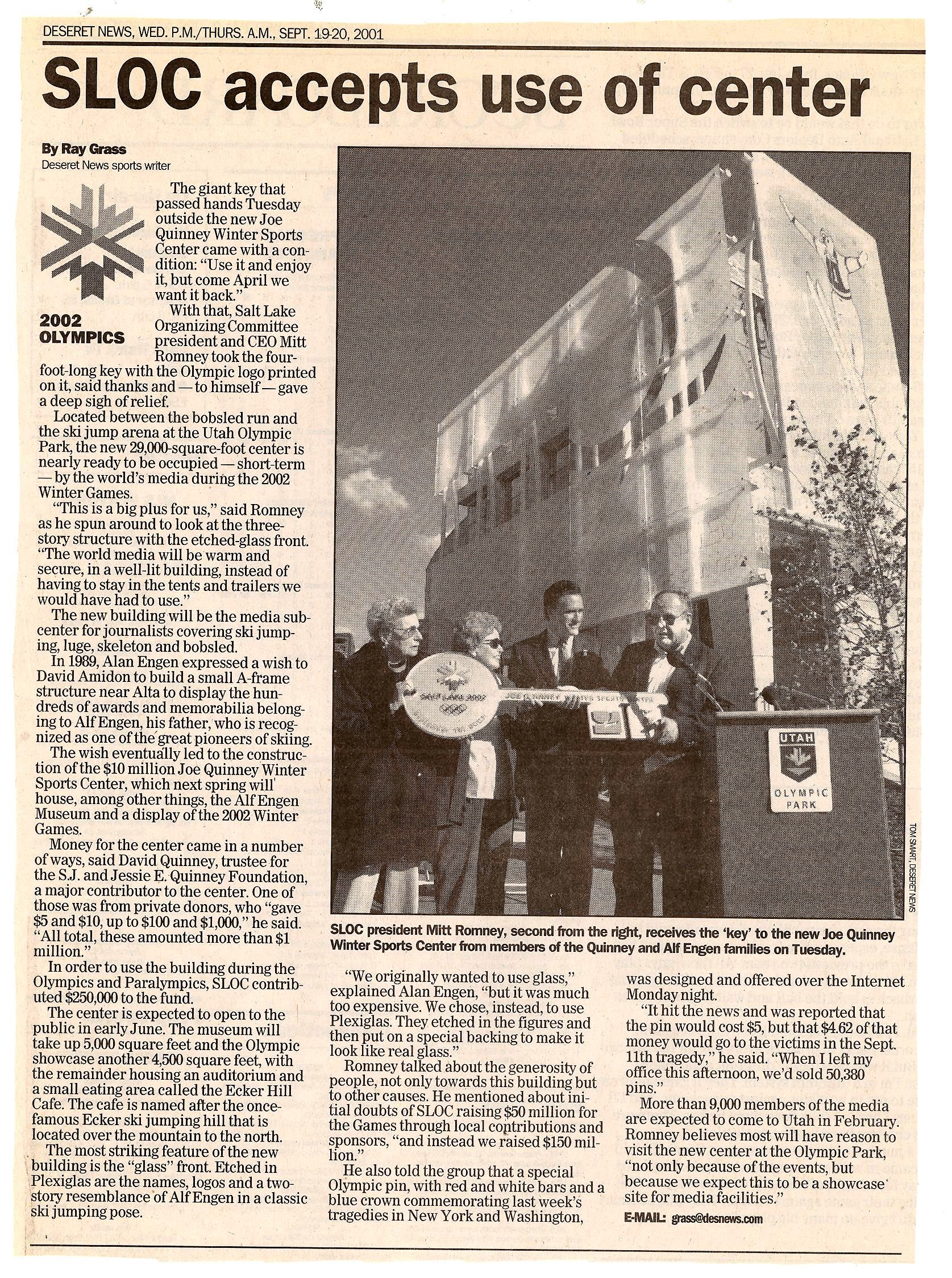 Deseret News Article: Salt Lake Olympic Committee gains access to Joe ...