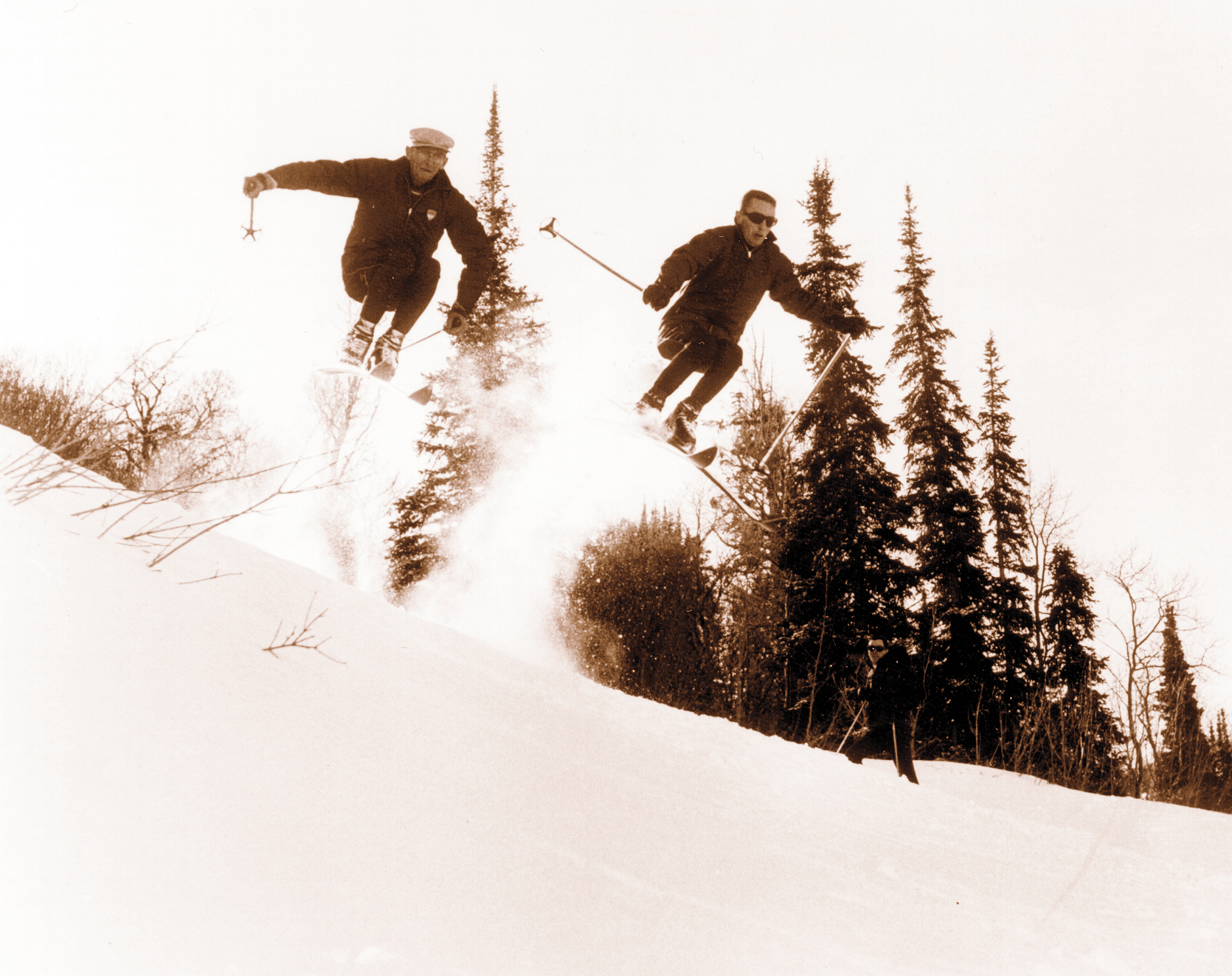 Butch Hoffman and Earl Miller airborne off of School Hill and Snowbasin ...
