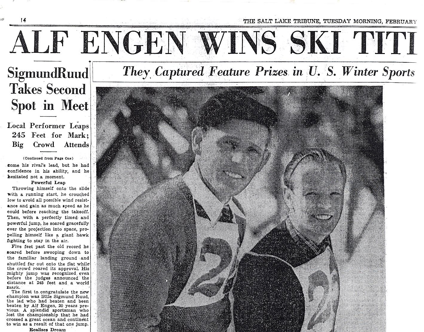 The Salt Lake Tribune writes about Alf's historic win - Alf Engen ...