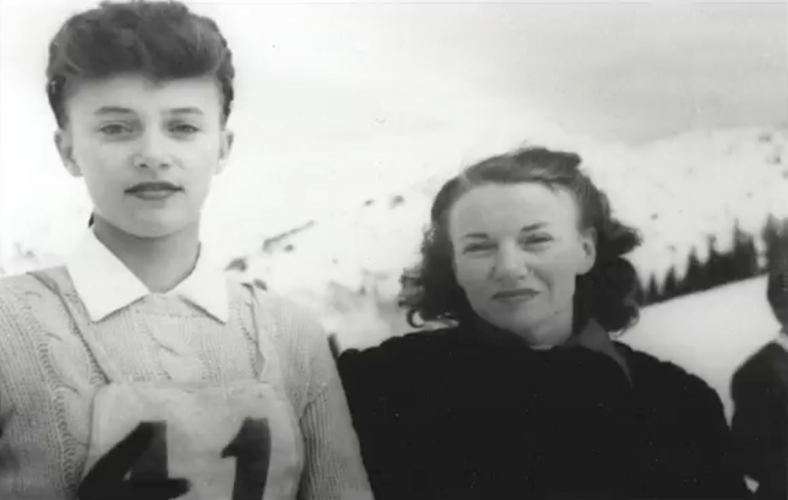 Suzy Harris Rytting and her mother Carolyn at Suzy's first ski race in ...