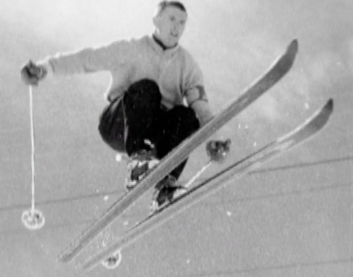 Keith Lange ski jumping, 1950. - Alf Engen Museum Foundation