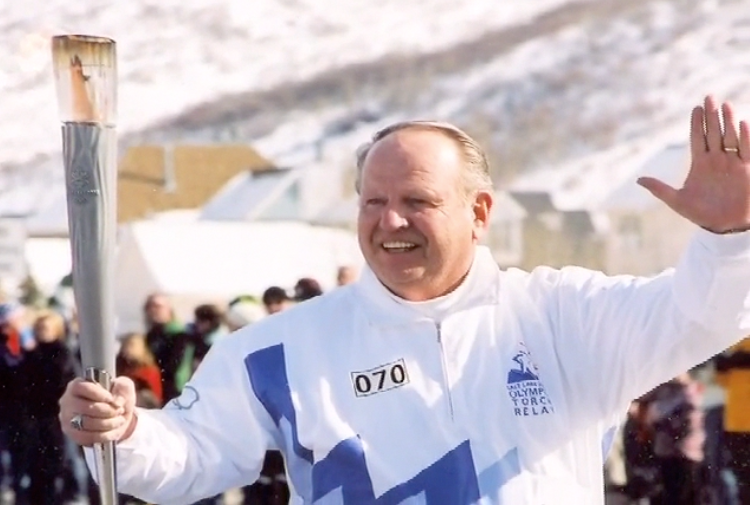 Alan Engen participating in the 2002 Salt Lake City Olympic Torch Relay ...